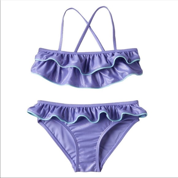 SO | Swim | Girls Purple Ruffle Bikini Swimsuit Sizes 4 56 | Poshmark